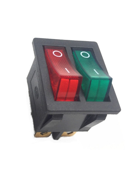 Switch Balancin Doble 6 Pin 20A, 31x25mm con Piloto