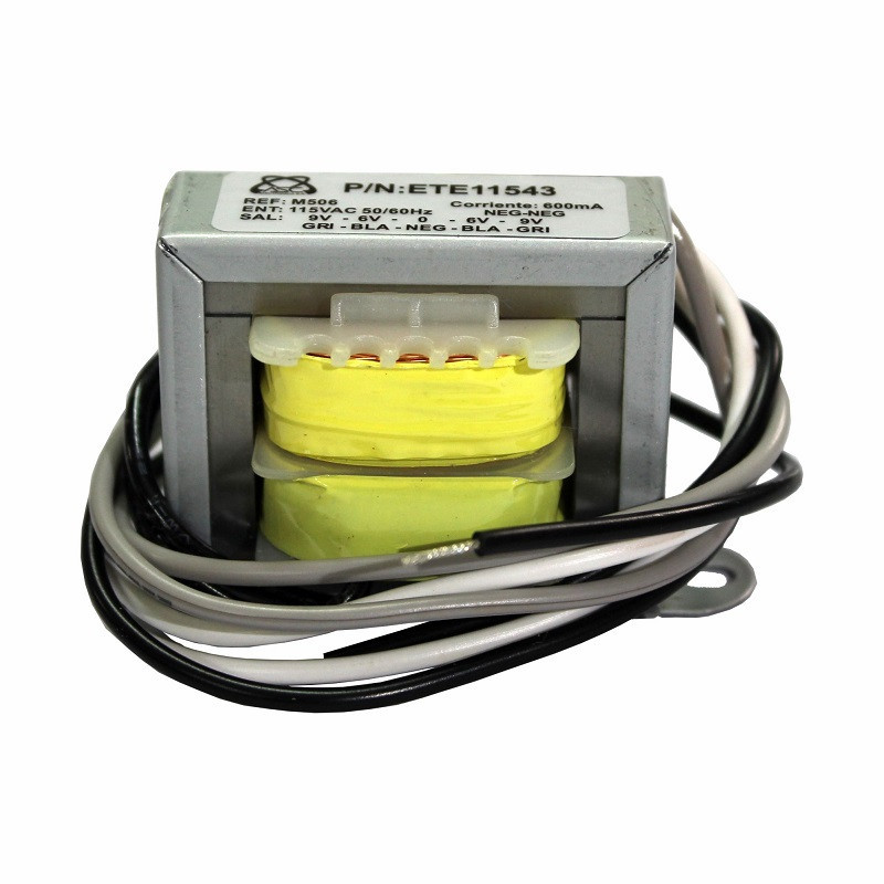 Transformador de Voltaje 115VAC 9-9 0 6-6, 600mA, M-506